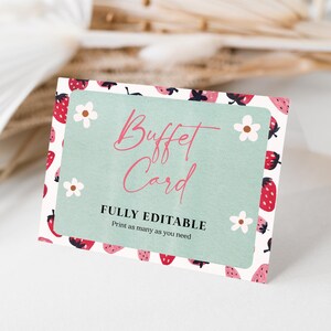 Berry First Birthday Buffet Card Template, Food Label, Berry Sweet ...
