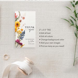 Wildflower Printable Tags, Favor Tags, Girl Baby Shower Favor Tags ...