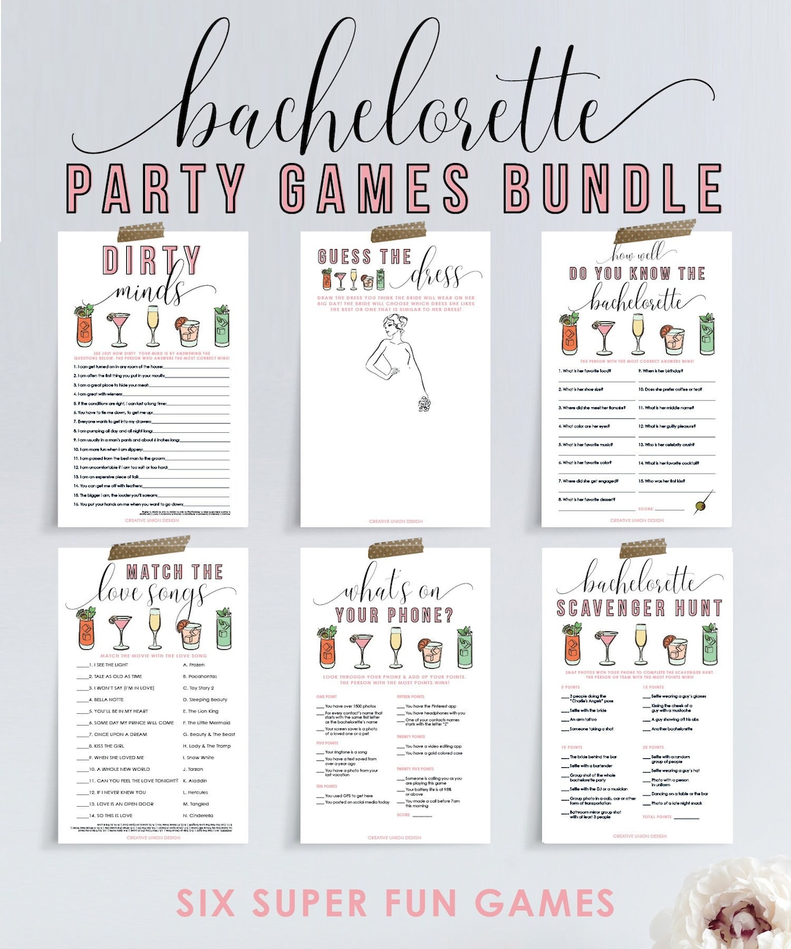 Bachelorette Party Games Bundle 6 Games Printable - Etsy