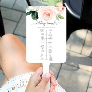 Floral Timeline Wedding Program Fan Template, Printable Wedding Fan ...