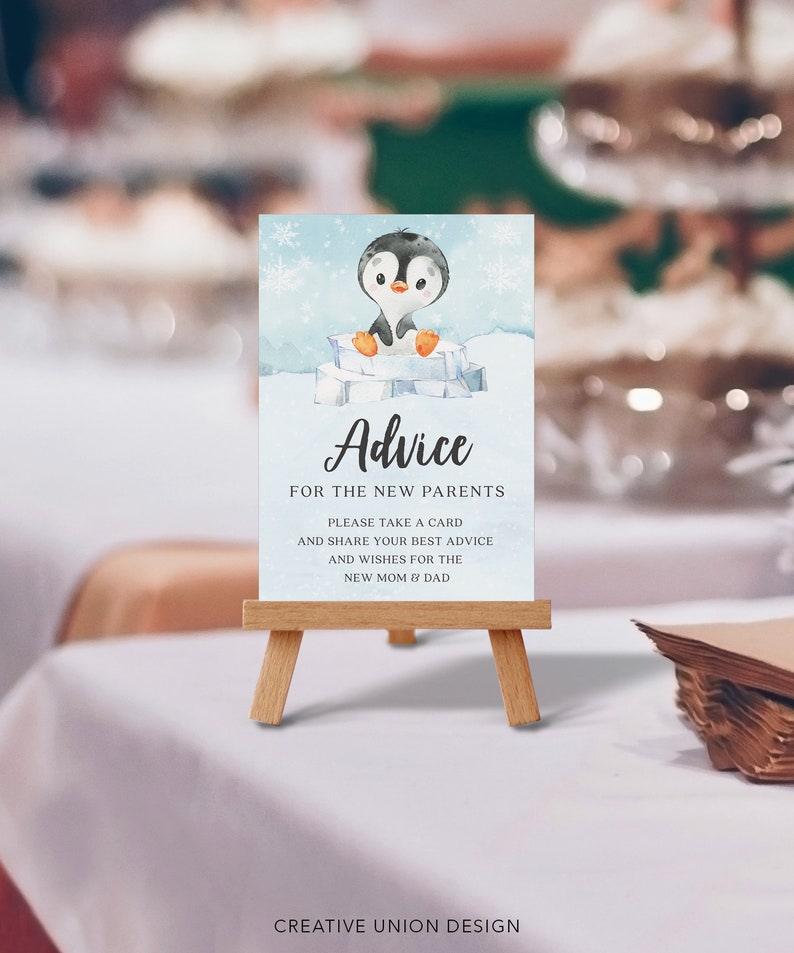 Advice and Wishes Template Penguin Baby Shower Game Advice - Etsy
