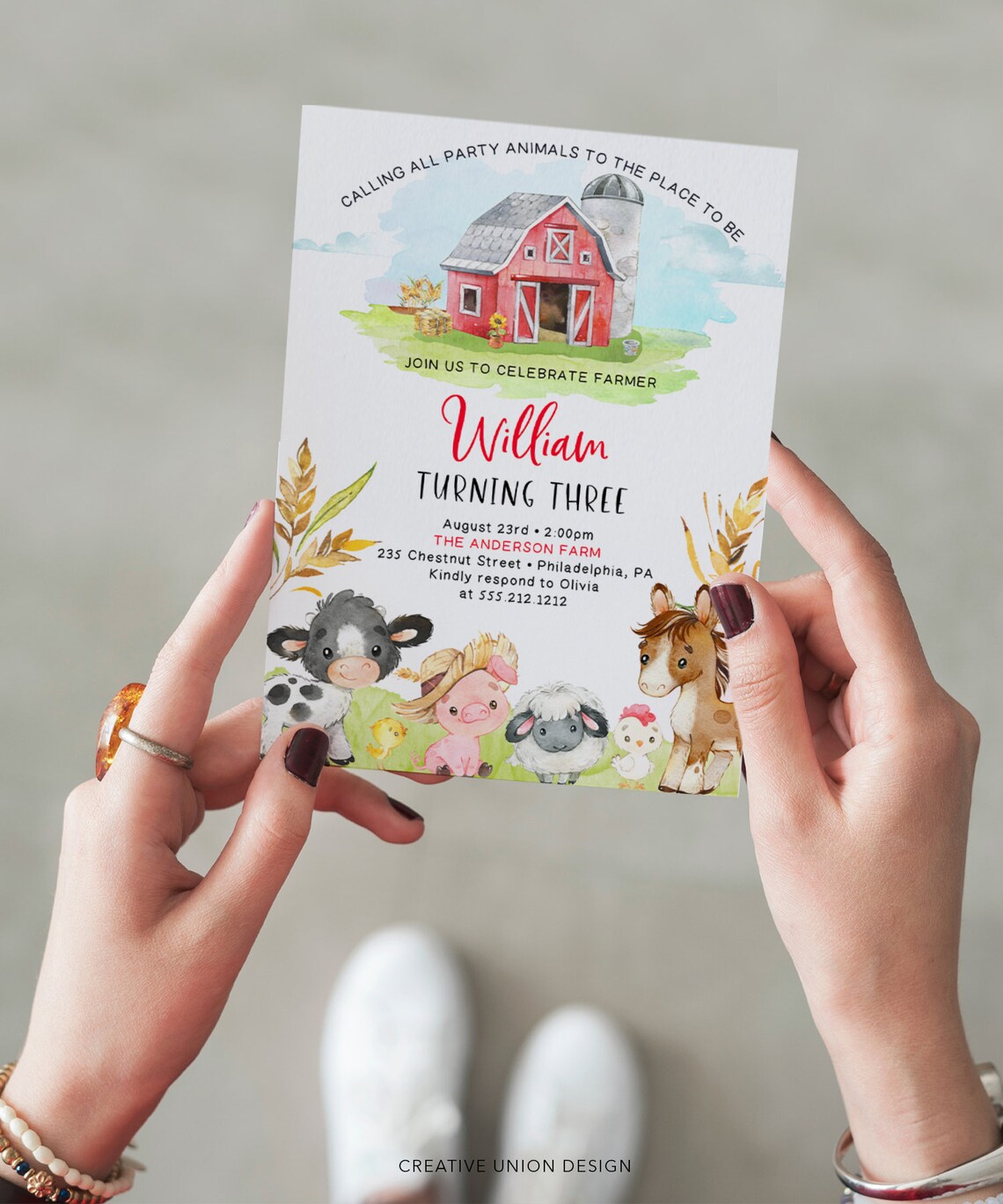 Farm Animals Birthday Invitation Template, Farm Birthday Party Invite ...
