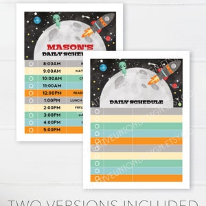 Editable Daily Schedule for Kids Rocket Daily Routine Kid's Schedule ...