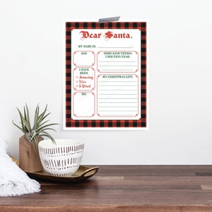 Printable Christmas Wish List Dear Santa Letter Christmas - Etsy
