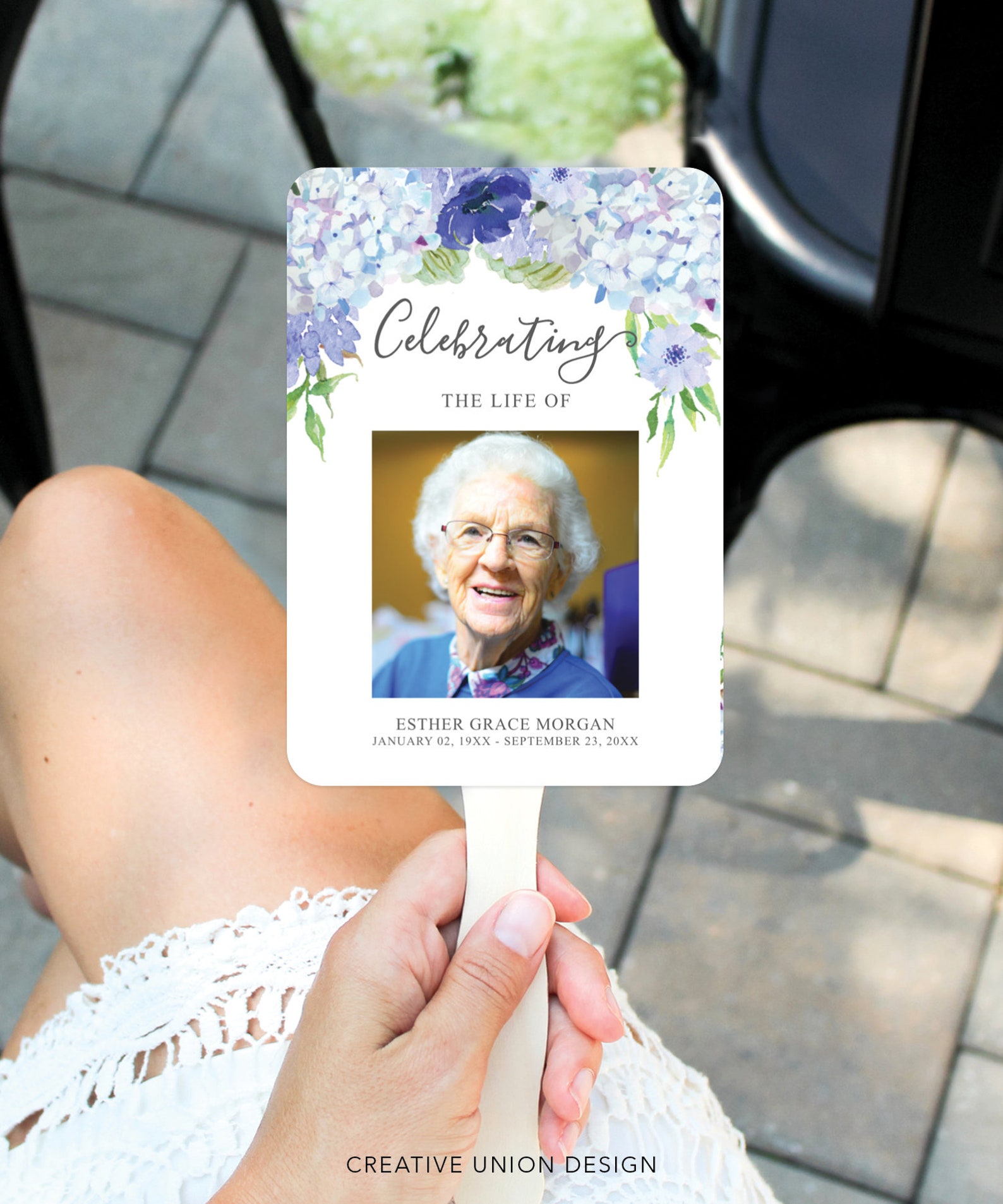 Hydrangea Funeral Fan Template, Funeral Fans, Printable Funeral Program ...