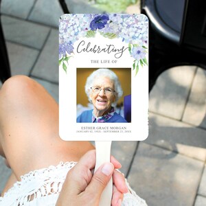 Hydrangea Funeral Fan Template, Funeral Fans, Printable Funeral Program ...
