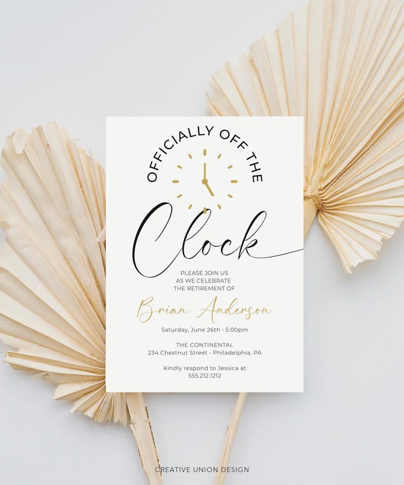Funny Retirement Party Invitation Template off the Clock Retirement ...