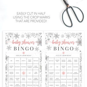 Frosty Snowflake Girl Baby Shower Bingo, 60 Unique Game Sheets, Pink ...