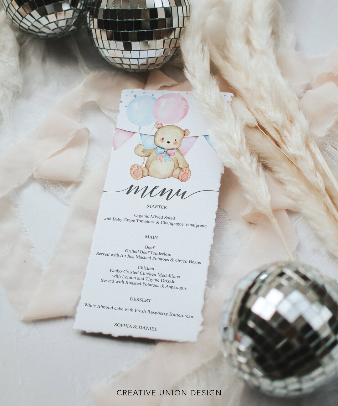 Gender Reveal Menu Template, Printable Menu, Editable Menu, Baby Shower ...