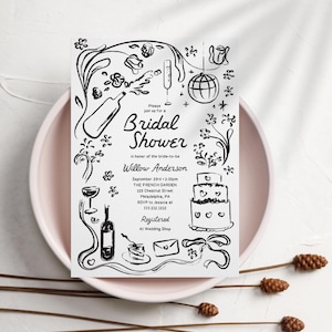 Hand Drawn Bridal Shower Invitation Template, Bridal Shower, Wedding ...
