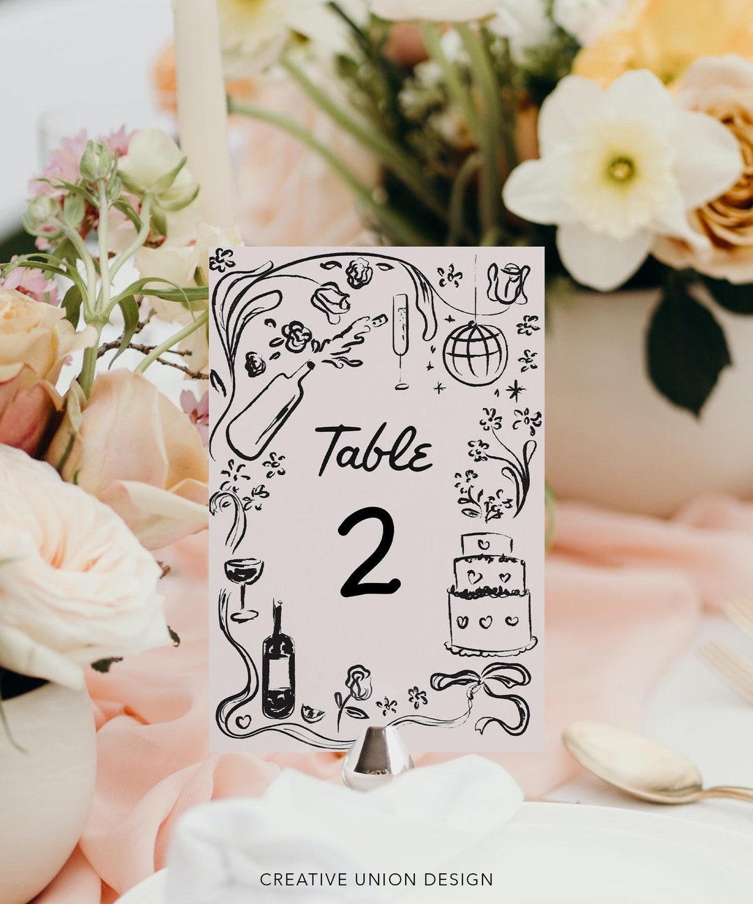 Hand Drawn Table Numbers Template, Editable Wedding Table Numbers ...