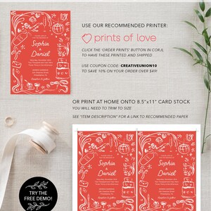 Hand Drawn Wedding Invitations Template, Printable Wedding Invitation ...