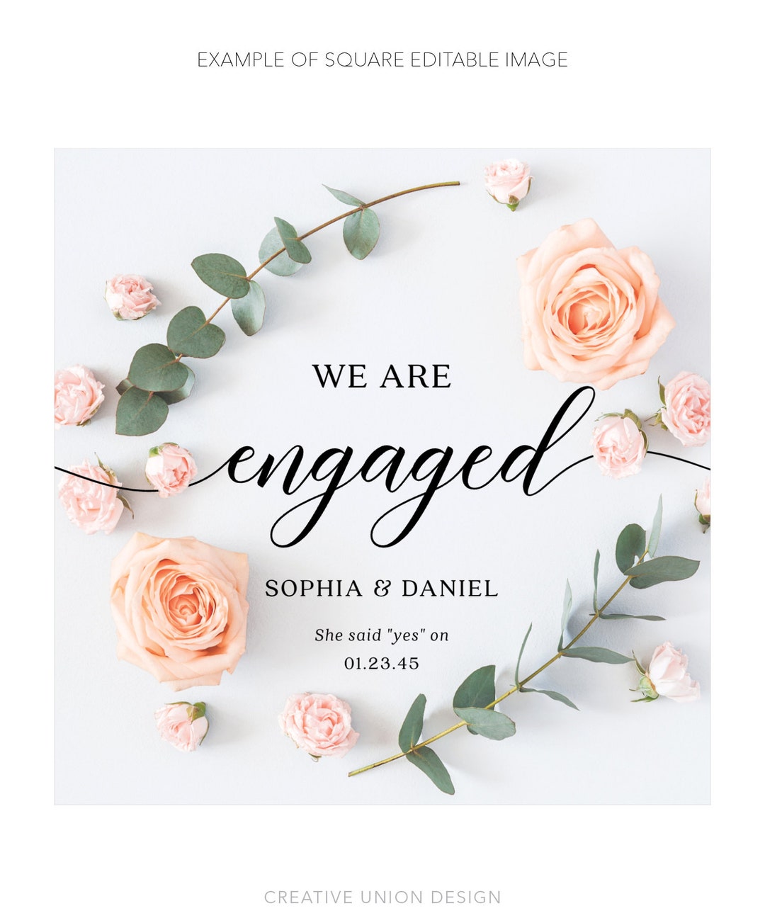 Engagement Announcement Social Media Template, We're Engaged, Digital ...
