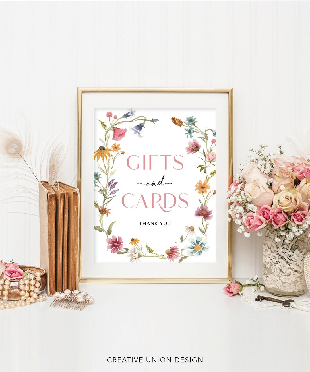 Gifts and Cards Sign, Boho Bridal Shower Sign File, Printable, Bridal ...