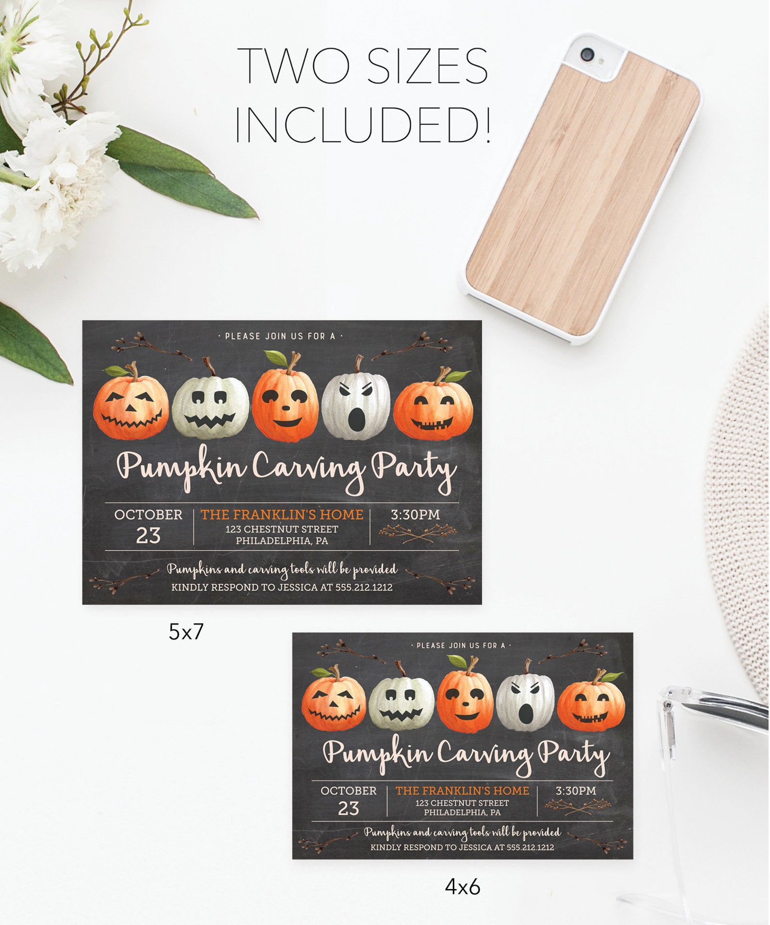 Pumpkin Carving Party Invitation Template, Halloween Party Invite ...