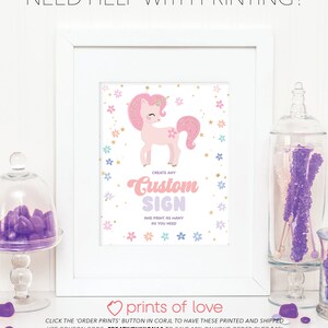 Rainbow Unicorn Editable Custom Sign Template, Custom Birthday Party ...