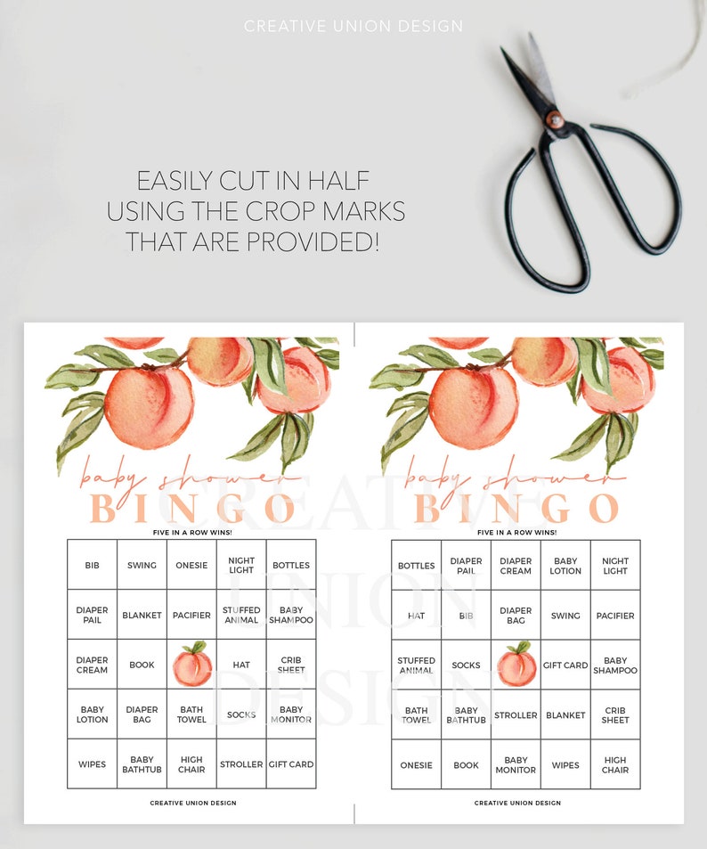 Sweet Peach Baby Shower Bingo, 60 Unique Game Sheets, Baby Shower Games ...
