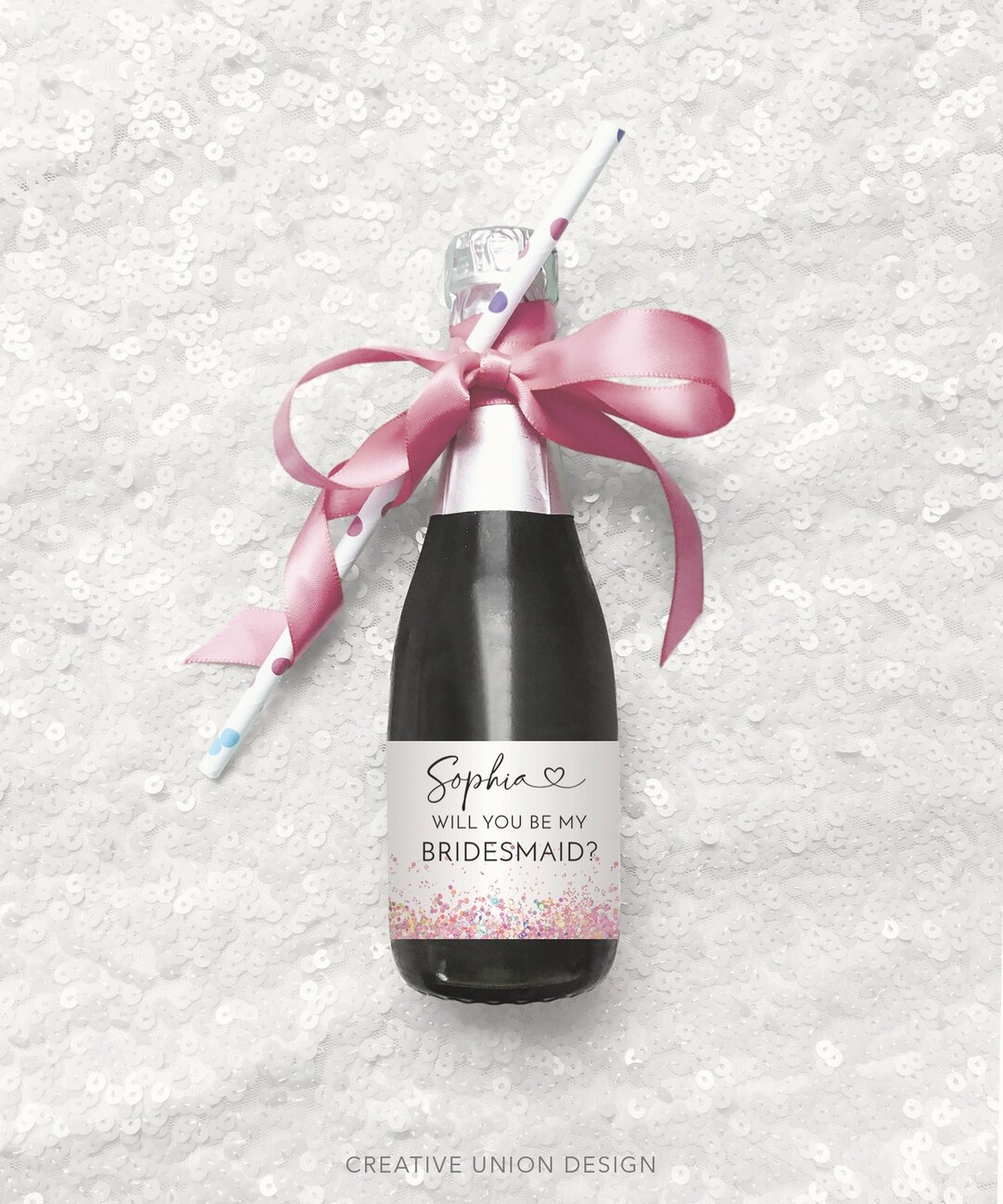 Mini Champagne Bottle Labels, Will You Be My Bridesmaid, Bridesmaid ...