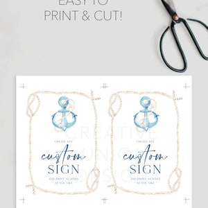 Nautical Beach Custom Sign Template, Editable Couples Shower Sign ...