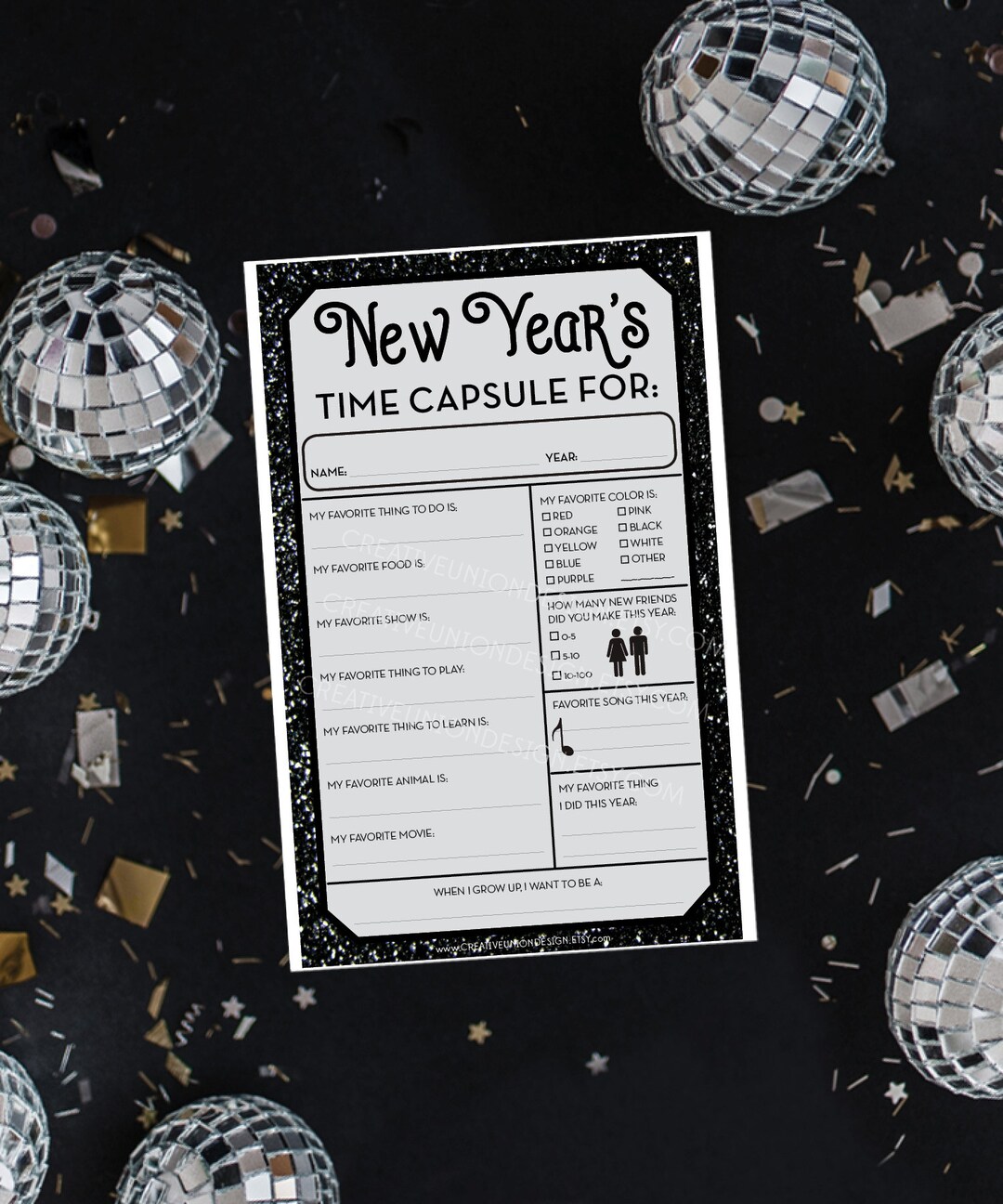 New Years Eve Time Capsule for Kids Family New Years Eve Game Silver ...