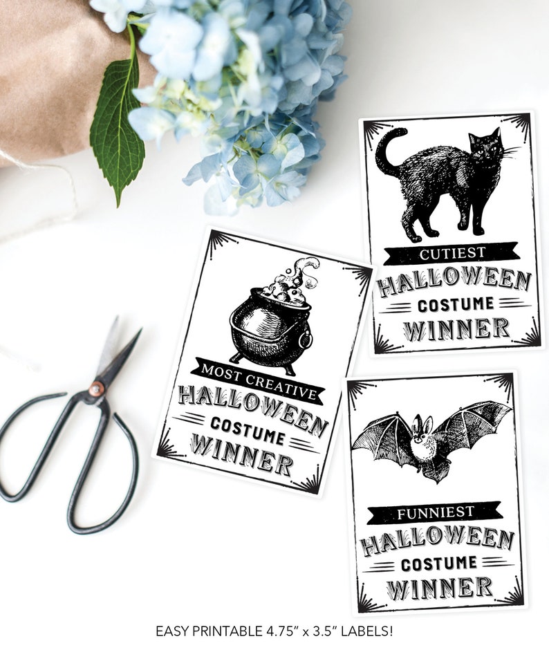 Halloween Costume Contest Awards Halloween Wine Labels - Etsy
