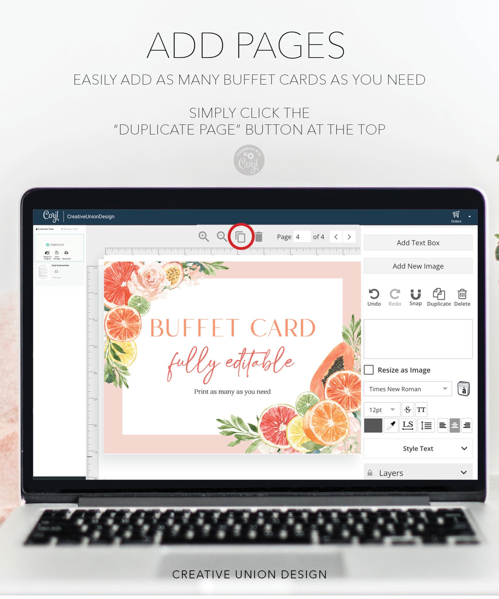 Tropical Citrus Buffet Card Template, Food Label, Wedding Buffet Printable, Bridal Shower Decor ...