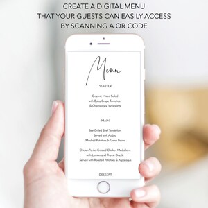 QR Code Menu Template, Scannable Wedding Menu Sign, Scannable QR Code ...