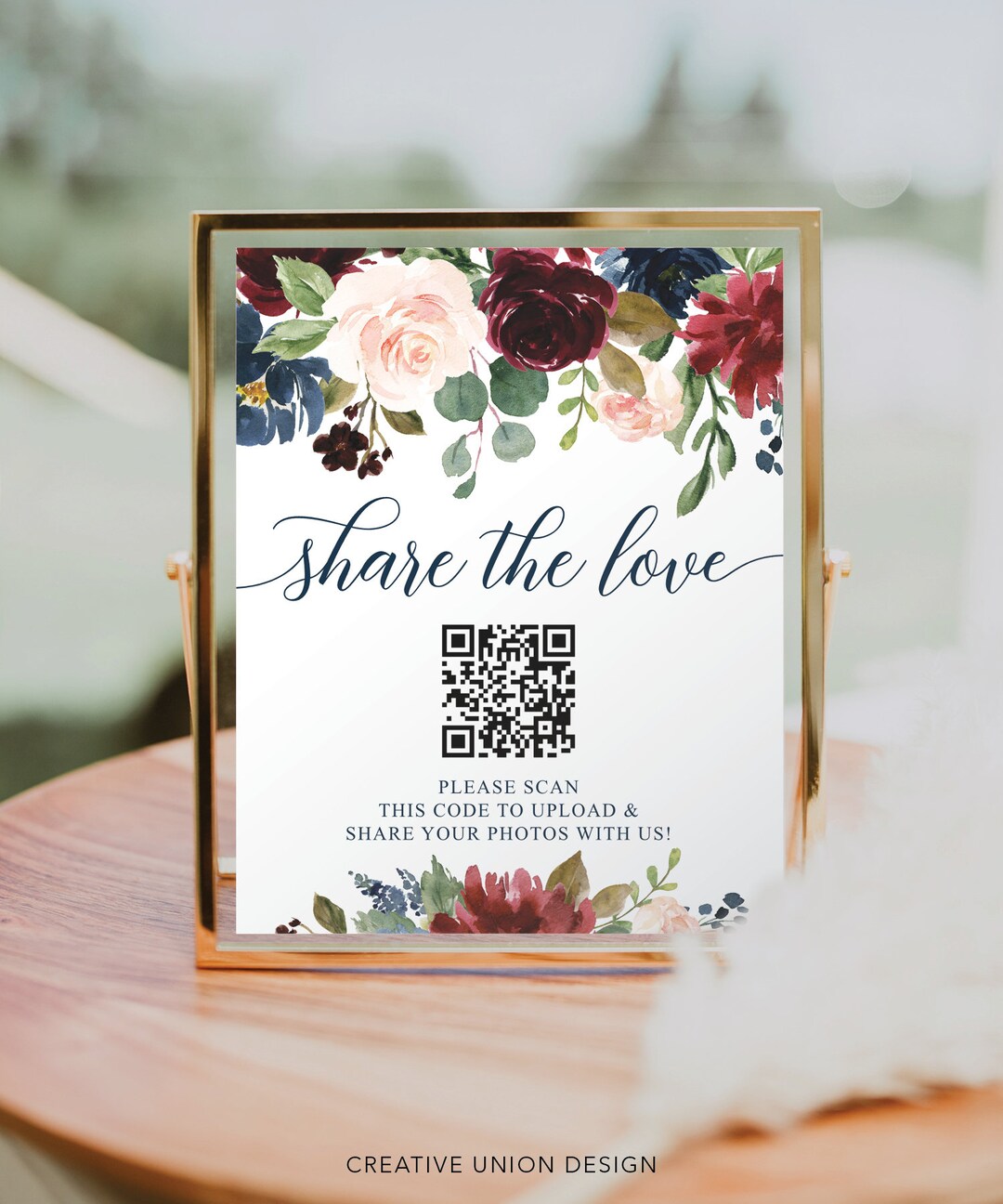 Share the Love QR Code Wedding Sign Template, Capture the Love, QR Code ...