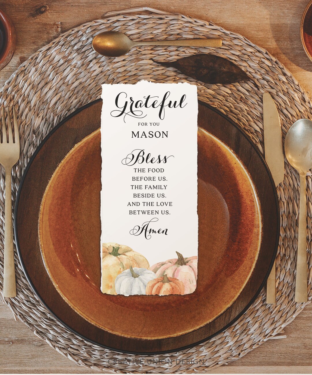 Thanksgiving Place Card, Thanksgiving Prayer, Thanksgiving Table Decor ...