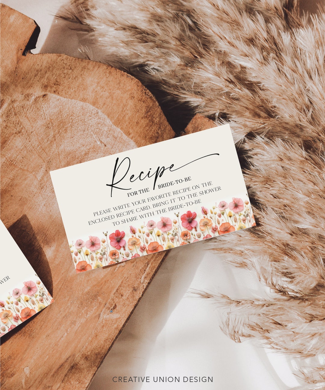 Recipe Card Template, Instant Download, Flower Stem, Printable Recipe ...