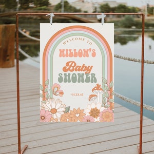 Groovy Baby Editable Baby Shower Welcome Sign Template, Welcome Baby ...