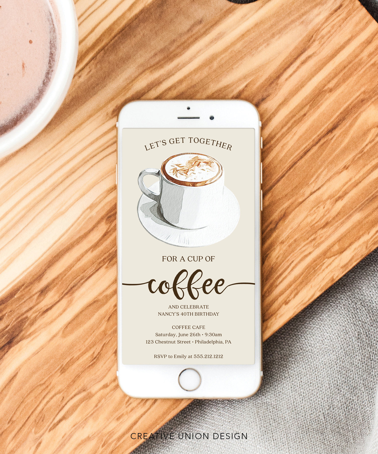 Coffee Invitation, Coffee Get Together Invite, Coffee Meet up Digital ...