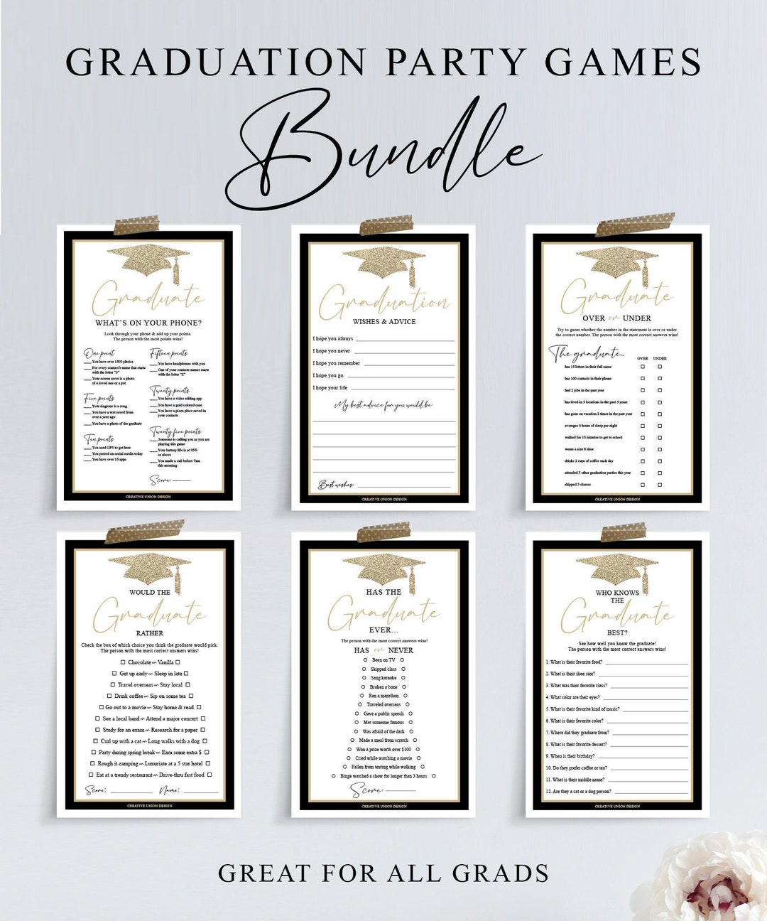 Graduation Party Games Bundle, 6 Graduate Games Package, Printable ...