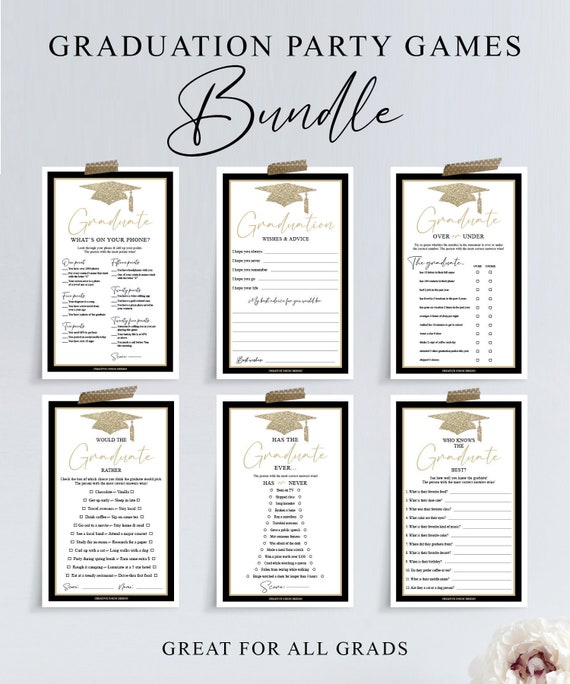 Graduation Party Games Bundle, 6 Graduate Games Package, Printable ...