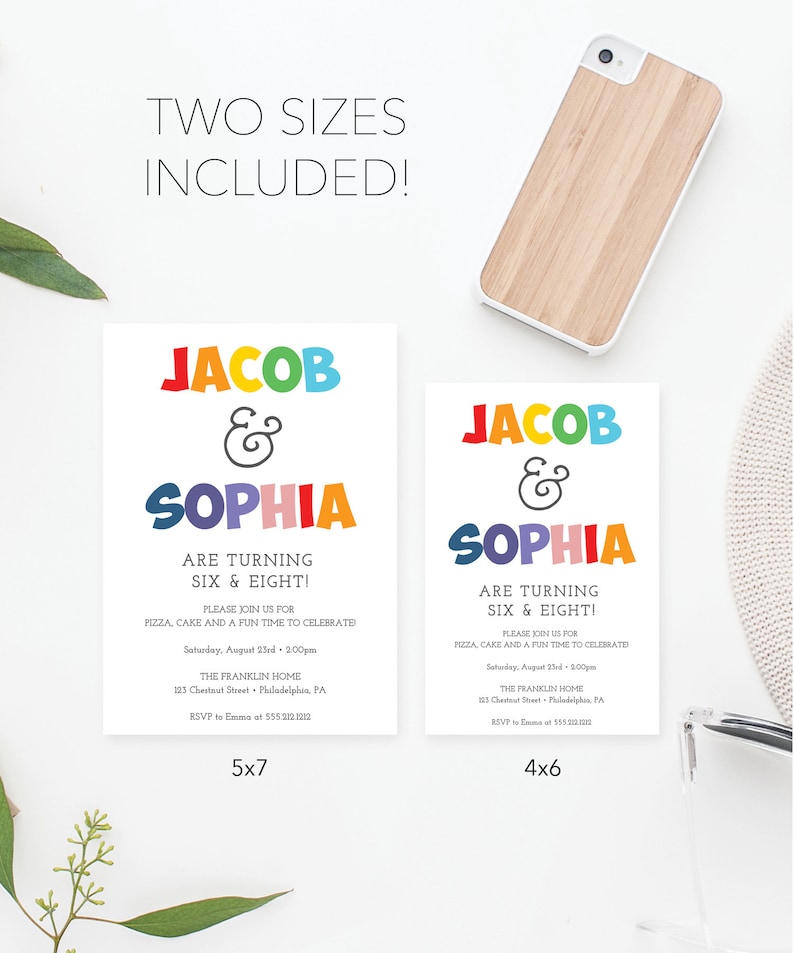 Joint Birthday Party Invite Template Printable Birthday - Etsy