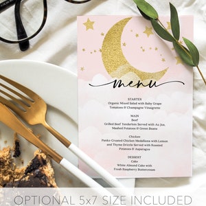 Over the Moon Baby Shower Menu Template, Printable Menu, Editable Menu ...