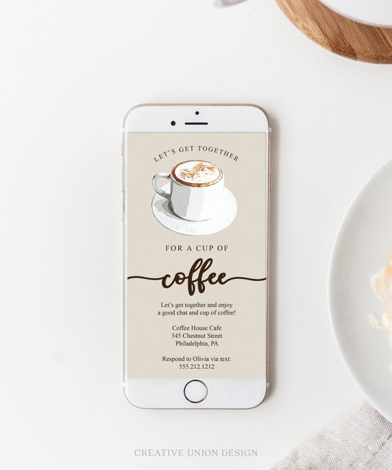 Coffee Invitation, Coffee Get Together Invite, Coffee Meet Up Digital ...