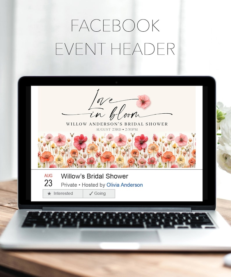 Bridal Shower Facebook Event Header Template, Evite, Wildflower ...