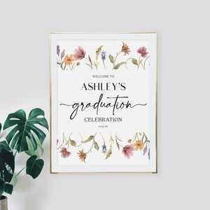 Graduation Party Welcome Sign Template, Wildflower Field, Grad Welcome ...