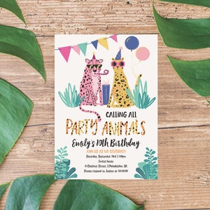Mod Party Animals Birthday Invitation Template, Leopard Print, Safari ...