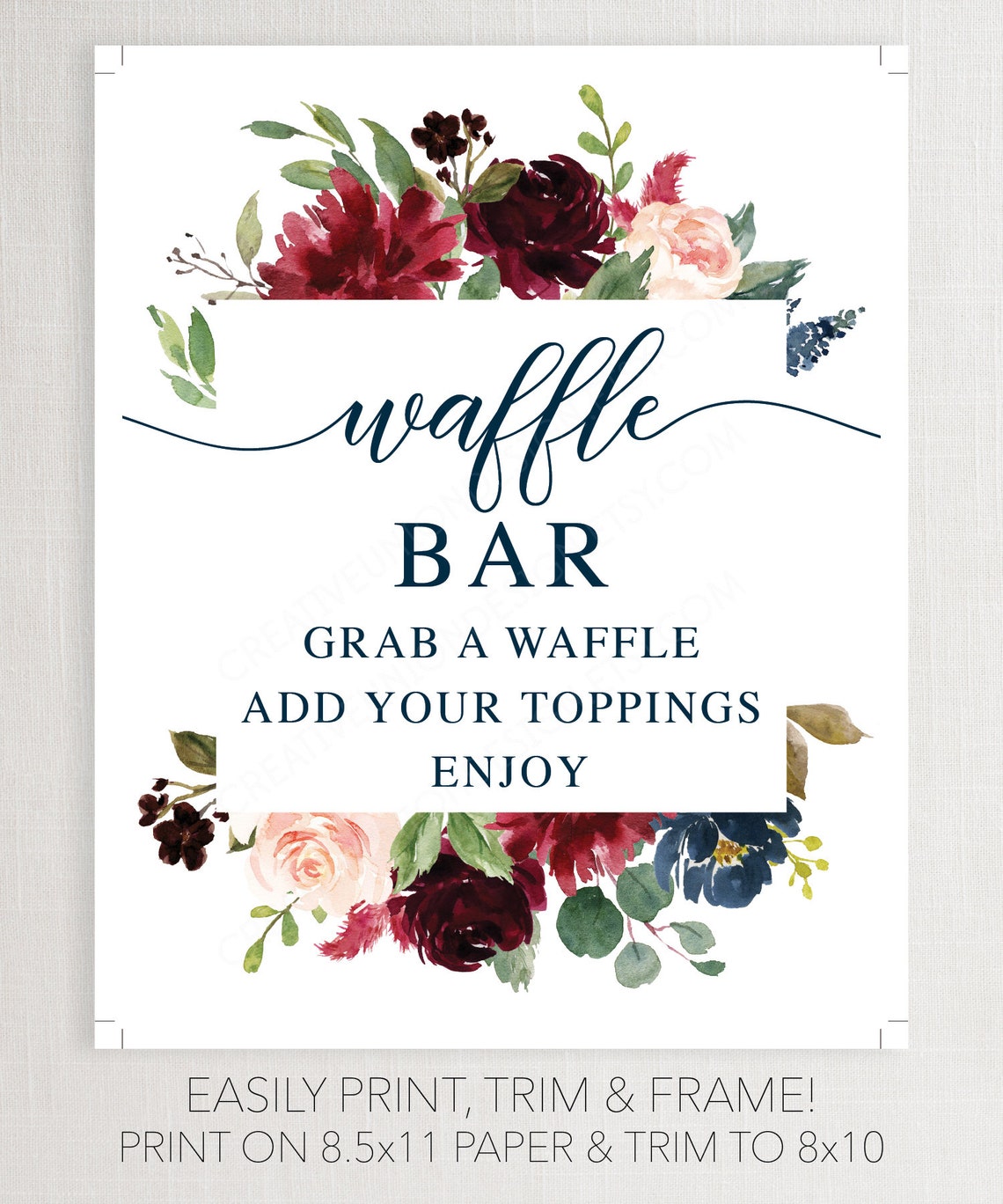 Waffle Bar Sign Waffle Bar 8x10 Printable File Bridal - Etsy