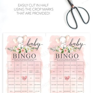 Elephant Baby Shower Bingo - 60 Unique Game Sheets - Baby Shower Games ...