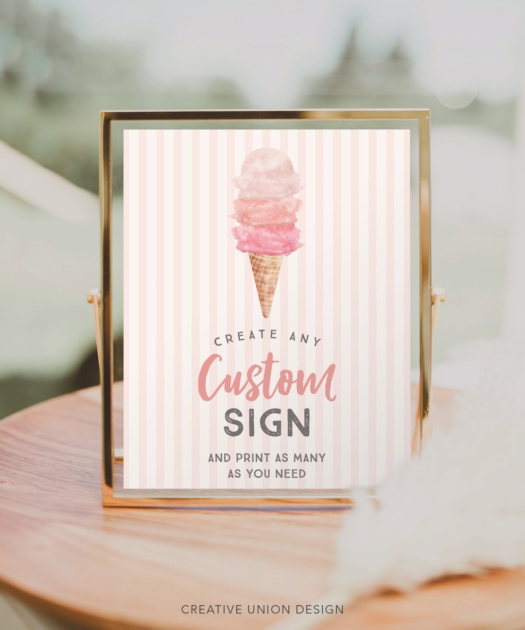 Editable Custom Bridal Shower Sign Template, Ice Cream, She's Scooped ...