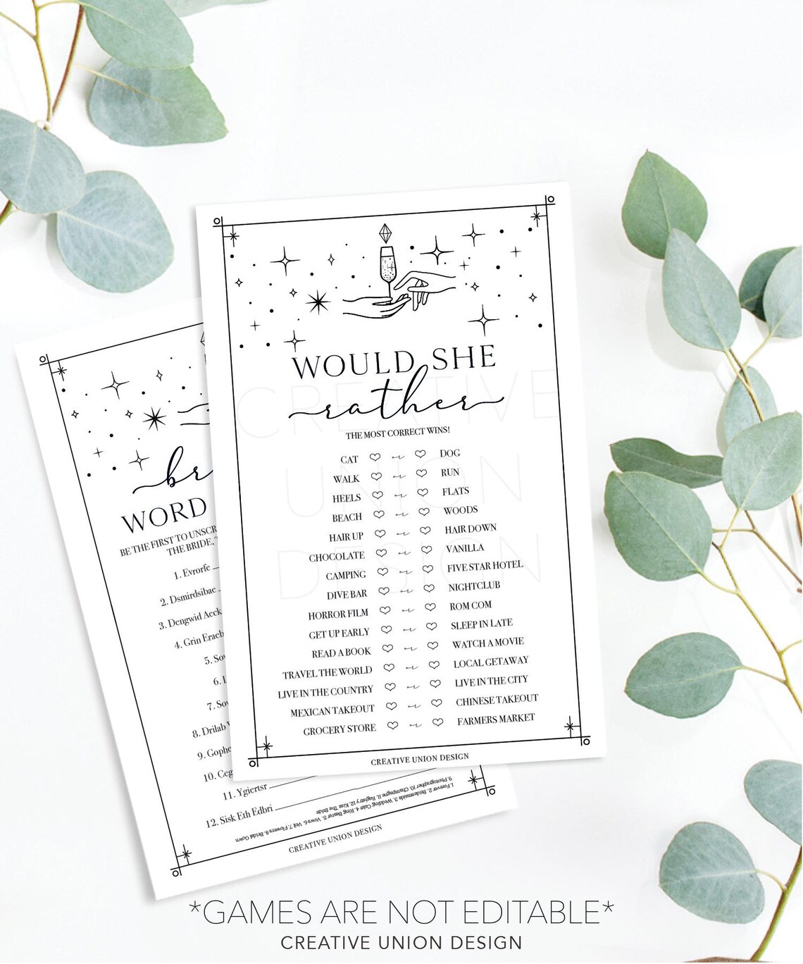 Mystical Tarot Card Bridal Shower Games Bundle, Bridal Shower Games ...