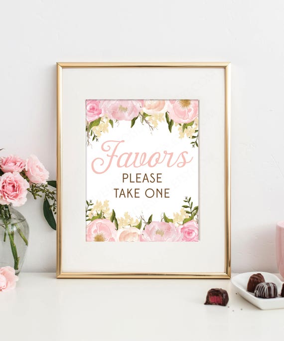 Favors Sign, Please Take One, 8x10 Printable Favors Sign, Bridal Shower ...