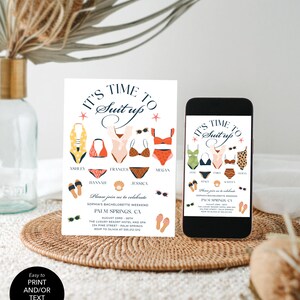 Swim Suit Bachelorette Party Invitation And Itinerary Template Lake