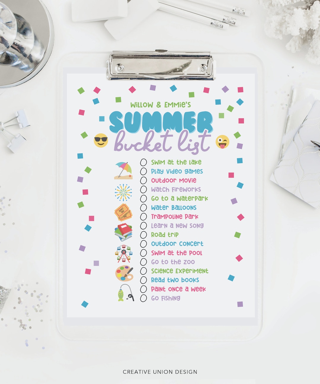 Printable Kids Summer Bucket List, Printable Check List Template, Kids ...