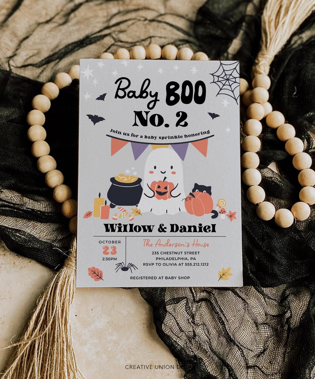 Spooky Ghost Baby Boo No. 2 Baby Sprinkle Invite Template, Baby ...
