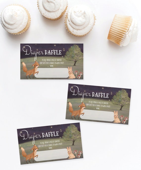Enchanted Woodland Diaper Raffle, Baby Shower Diaper Raffle Template ...