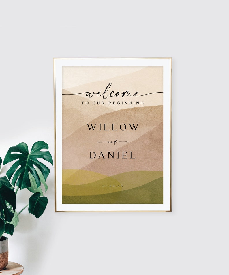 Watercolor Landscape Wedding Welcome Sign Welcome Template | Etsy
